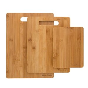 classic cuisine 3 piece set bamboo cutting board, natural