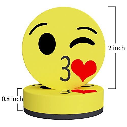 Hibery 8 Pack Magnetic Whiteboard Eraser Dry Erase Erasers, Smiley Face Circular Whiteboard Dry Eraser for Home, Office and School Classroom