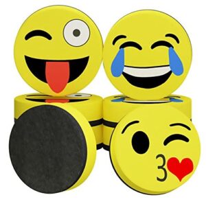 Hibery 8 Pack Magnetic Whiteboard Eraser Dry Erase Erasers, Smiley Face Circular Whiteboard Dry Eraser for Home, Office and School Classroom