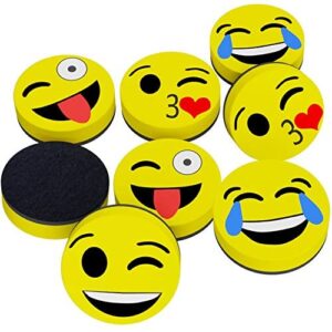 Hibery 8 Pack Magnetic Whiteboard Eraser Dry Erase Erasers, Smiley Face Circular Whiteboard Dry Eraser for Home, Office and School Classroom