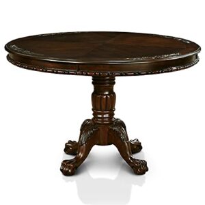 furniture of america wilson traditional wood round dining table in brown cherry