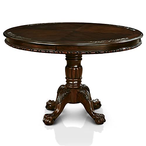 Furniture of America Wilson Traditional Wood Round Dining Table in Brown Cherry