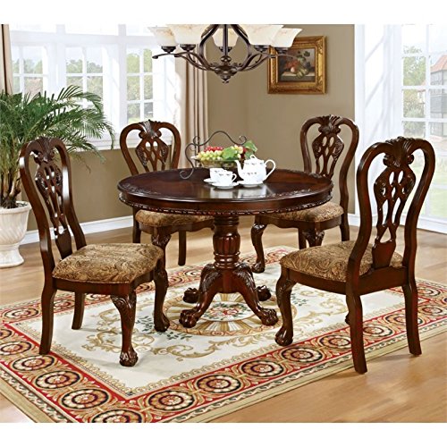 Furniture of America Wilson Traditional Wood Round Dining Table in Brown Cherry