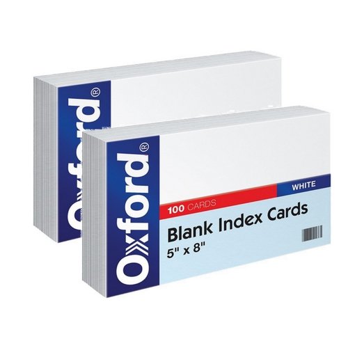 Oxford Blank Index Cards, 5" x 8", White, 100/Pack (50) (2 Pack)