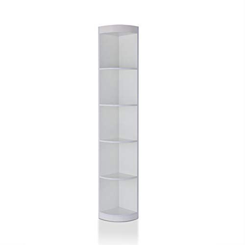 Furniture of America Maleena Contemporary Wood 5-Shelf Corner Bookcase in White