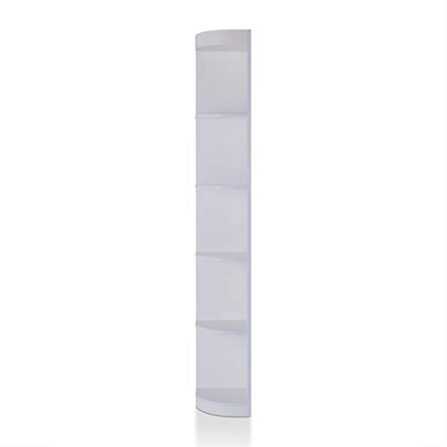 Furniture of America Maleena Contemporary Wood 5-Shelf Corner Bookcase in White