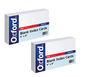 oxford blank index cards, 4" x 6", white (2 pack)