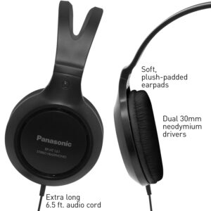 Panasonic Headphones, Lightweight Over the Ear Wired Headphones with Clear Sound and XBS for Extra Bass, Long Cord, 3.5mm Jack for Phones and Laptops – RP-HT161-K (Black)