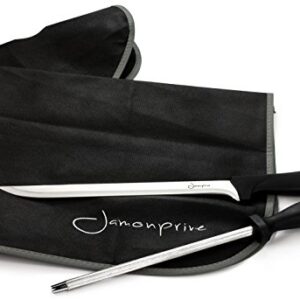 Ham Carving Knife with Honing Steel and Ham Cover - Professional Set for Slicing Serrano, Ibérico Ham & Italian Prosciutto