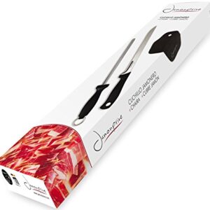 Ham Carving Knife with Honing Steel and Ham Cover - Professional Set for Slicing Serrano, Ibérico Ham & Italian Prosciutto