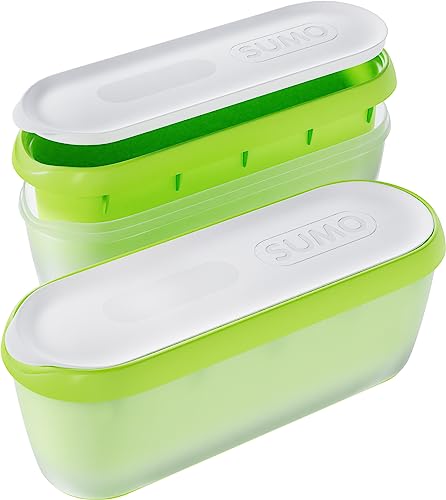 SUMO Ice Cream Containers for Homemade Ice Cream - 2 Ice Cream Containers - 1.5 Quart Each - Green