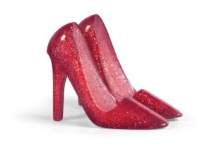 genuine fred 5216323 pumped up high heel shoe phone stand, ruby red