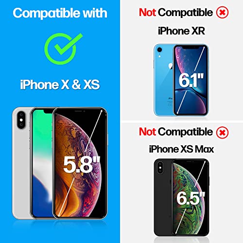 Power Theory Designed for iPhone X, iPhone Xs Screen Protector Tempered Glass [9H Hardness], Easy Install Kit, 99% HD Bubble Free Clear, Case Friendly, Anti-Scratch, 2 Pack