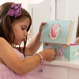 Jewelkeeper Girl's Musical Jewellery Storage Box with Pull-out Drawer, Rainbow Unicorn Design, The Unicorn Tune