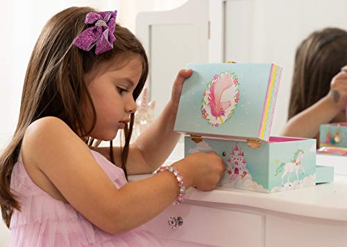 Jewelkeeper Girl's Musical Jewellery Storage Box with Pull-out Drawer, Rainbow Unicorn Design, The Unicorn Tune