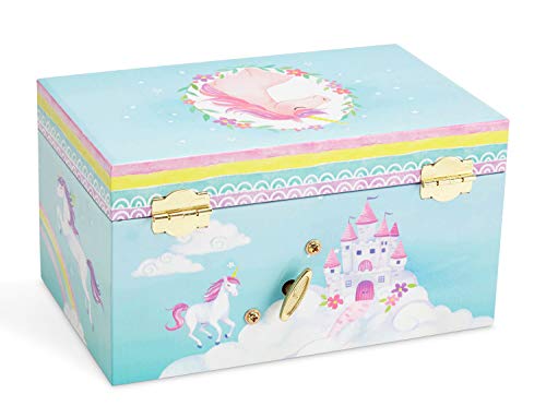 Jewelkeeper Girl's Musical Jewellery Storage Box with Pull-out Drawer, Rainbow Unicorn Design, The Unicorn Tune