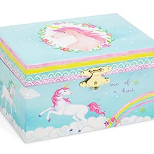 Jewelkeeper Girl's Musical Jewelry Storage Box with Spinning Unicorn, 6 x 4.65 x 3.5 inches, Rainbow Design, The Beautiful Dreamer Tune