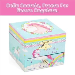 Jewelkeeper Musical Jewelry Box, Unicorn Rainbow Design with Pullout Drawer, The Beautiful Dreamer Tune