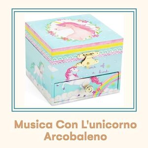 Jewelkeeper Musical Jewelry Box, Unicorn Rainbow Design with Pullout Drawer, The Beautiful Dreamer Tune