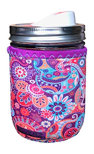 Koverz for Jars - #1 Neoprene Mason Jar Coolie 16 oz Insulator Sleeve - Paisley