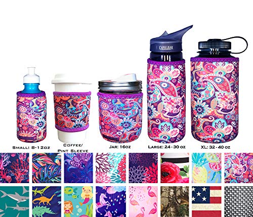 Koverz for Jars - #1 Neoprene Mason Jar Coolie 16 oz Insulator Sleeve - Paisley