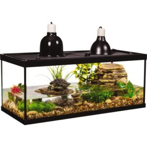 tetra aquatic turtle deluxe kit 20 gallons, aquarium with filter and heating lamps, 30 in (nv33230)