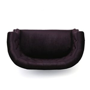 GDFStudio Melaina Tufted Chesterfield Velvet Loveseat with Scrolled Arms, BlackBerry and Dark Brown