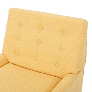 Christopher Knight Home Eilidh Buttoned Mid-Century Modern Fabric Chair, Muted Yellow / Natural