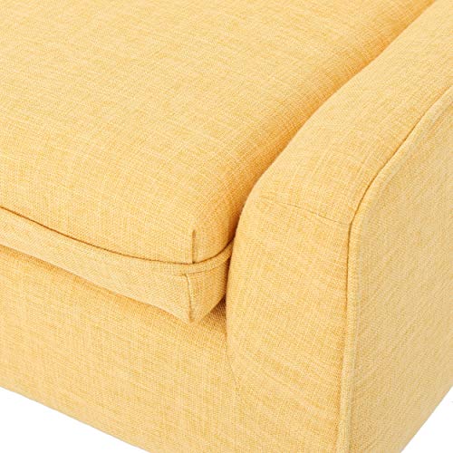 Christopher Knight Home Eilidh Buttoned Mid-Century Modern Fabric Chair, Muted Yellow / Natural