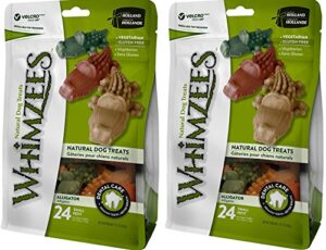 whimzees (2 pack) natural grain free dental dog treats, alligator