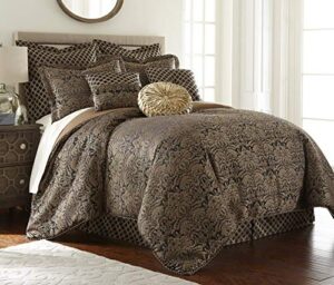 sterling creek valencia 9-piece black gold floral jacquard oversized comforter set (king)