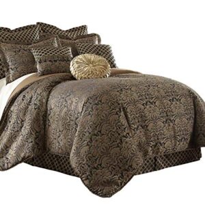 Sterling Creek Valencia 9-Piece Black Gold Floral Jacquard Oversized Comforter Set (King)