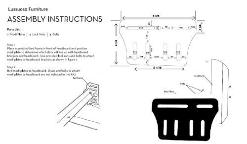 Lussuoso Furniture Modi-Plate Bed Frame Adapter / Connector, Heavy Duty Bed Frame Modification to Connect Headboard Footboard, Steel Bracket 2 PC set