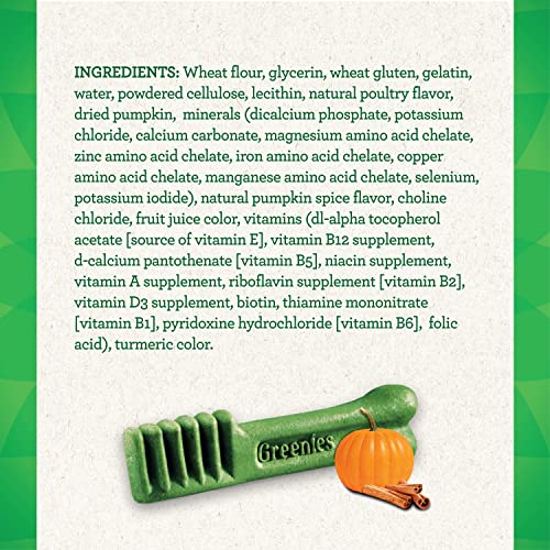 GREENIES Regular Natural Dog Dental Care Chews Oral Health Dog Treats, Pumpkin Spice Flavor, 12 oz. (12 Treats)