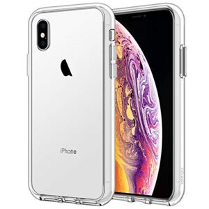 jetech case for iphone xs and iphone x 5.8-inch, non-yellowing shockproof phone bumper cover, anti-scratch clear back (clear)