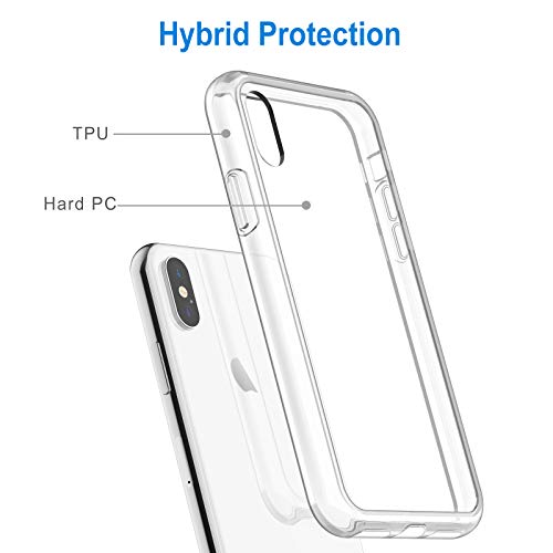 JETech Case for iPhone Xs and iPhone X 5.8-Inch, Non-Yellowing Shockproof Phone Bumper Cover, Anti-Scratch Clear Back (Clear)