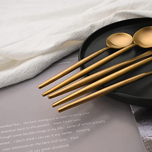 Uniturcky Flatware Set 18/10 Stainless Steel Matte Gold - Kitchen Utensil Serving Set of Dinner Fork Knife Spoons Salad Fork Dessert Spoon,20 Piece Set of 4, for Home Kitchen Restaurant Hotel