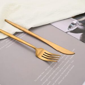 Uniturcky Flatware Set 18/10 Stainless Steel Matte Gold - Kitchen Utensil Serving Set of Dinner Fork Knife Spoons Salad Fork Dessert Spoon,20 Piece Set of 4, for Home Kitchen Restaurant Hotel