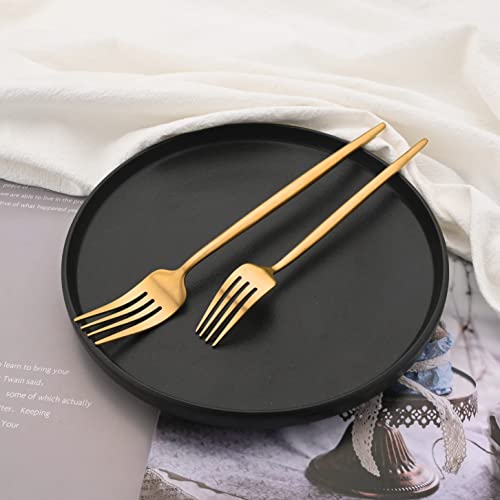 Uniturcky Flatware Set 18/10 Stainless Steel Matte Gold - Kitchen Utensil Serving Set of Dinner Fork Knife Spoons Salad Fork Dessert Spoon,20 Piece Set of 4, for Home Kitchen Restaurant Hotel