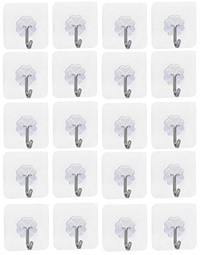 EEkiimy 50 Packs No Drill Hooks Heavy Duty Self Adhesive Hooks Hangers Wall Hooks Sticky Wall Hooks Heavy Duty 20lb Removable Kitchen Wall Stickers Towel Hooks Bathroom Hooks Wall Hooks No Damage