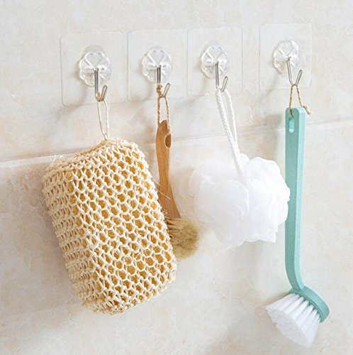 EEkiimy 50 Packs No Drill Hooks Heavy Duty Self Adhesive Hooks Hangers Wall Hooks Sticky Wall Hooks Heavy Duty 20lb Removable Kitchen Wall Stickers Towel Hooks Bathroom Hooks Wall Hooks No Damage