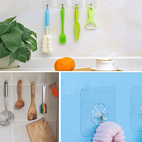 EEkiimy 50 Packs No Drill Hooks Heavy Duty Self Adhesive Hooks Hangers Wall Hooks Sticky Wall Hooks Heavy Duty 20lb Removable Kitchen Wall Stickers Towel Hooks Bathroom Hooks Wall Hooks No Damage