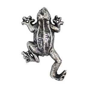 Handcrafted Nautical Decor Rustic Silver Cast Iron Frog Hook 6" - Rustic Wall Hook - Frog Decoration