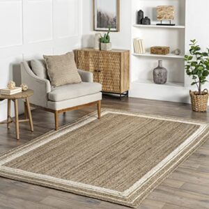 nuloom rikki coastal braided jute area rug, 5' x 8', off-white