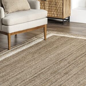 nuLOOM Rikki Coastal Braided Jute Area Rug, 5' x 8', Off-white