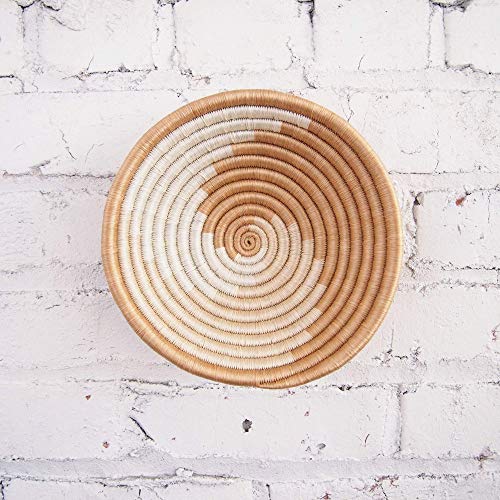 Small African Basket- Sokoke/Rwanda Basket/Woven Bowl/Sisal & Sweetgrass Basket/Tans, White