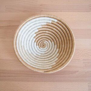 Small African Basket- Sokoke/Rwanda Basket/Woven Bowl/Sisal & Sweetgrass Basket/Tans, White