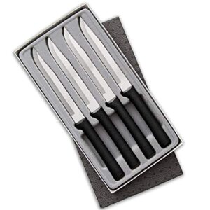 rada cutlery 4-piece utility knife set steak knives stainless steel resin, black handle