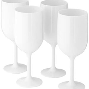 Drinique Unbreakable Stemmed Wine Glasses (Set of 4) 12oz Shatterproof, Reusable Tritan Wine Glasses for Red or White Wine - White