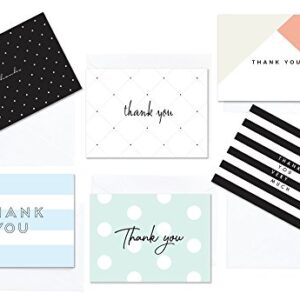 Luxye Chic Modern Thank You Cards, 36 Polka Dot and Stripe Thank You Notes, 6 Assortment of Blank Inside with White Envelopes (Multicolor) (4" x 6" Polka Dot Stripe V2)